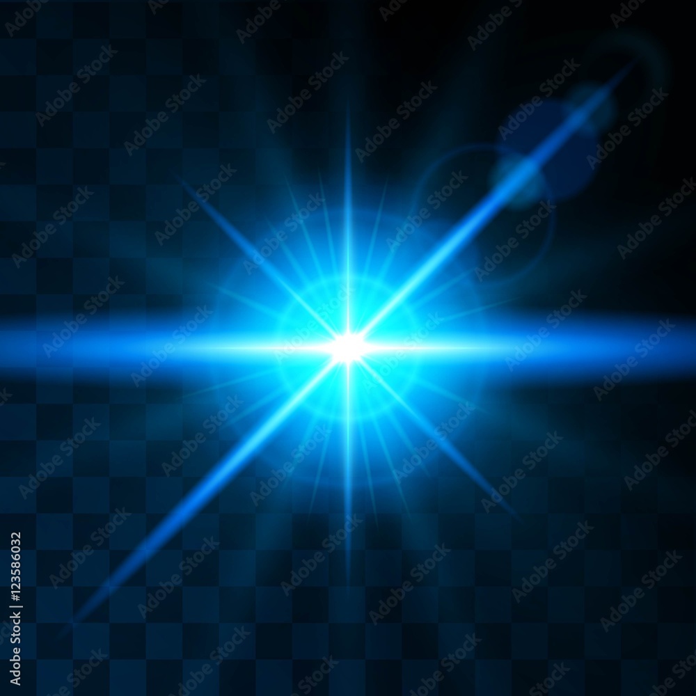 Effect glow bright blue lens. Realistic light effects. Shining sun ...
