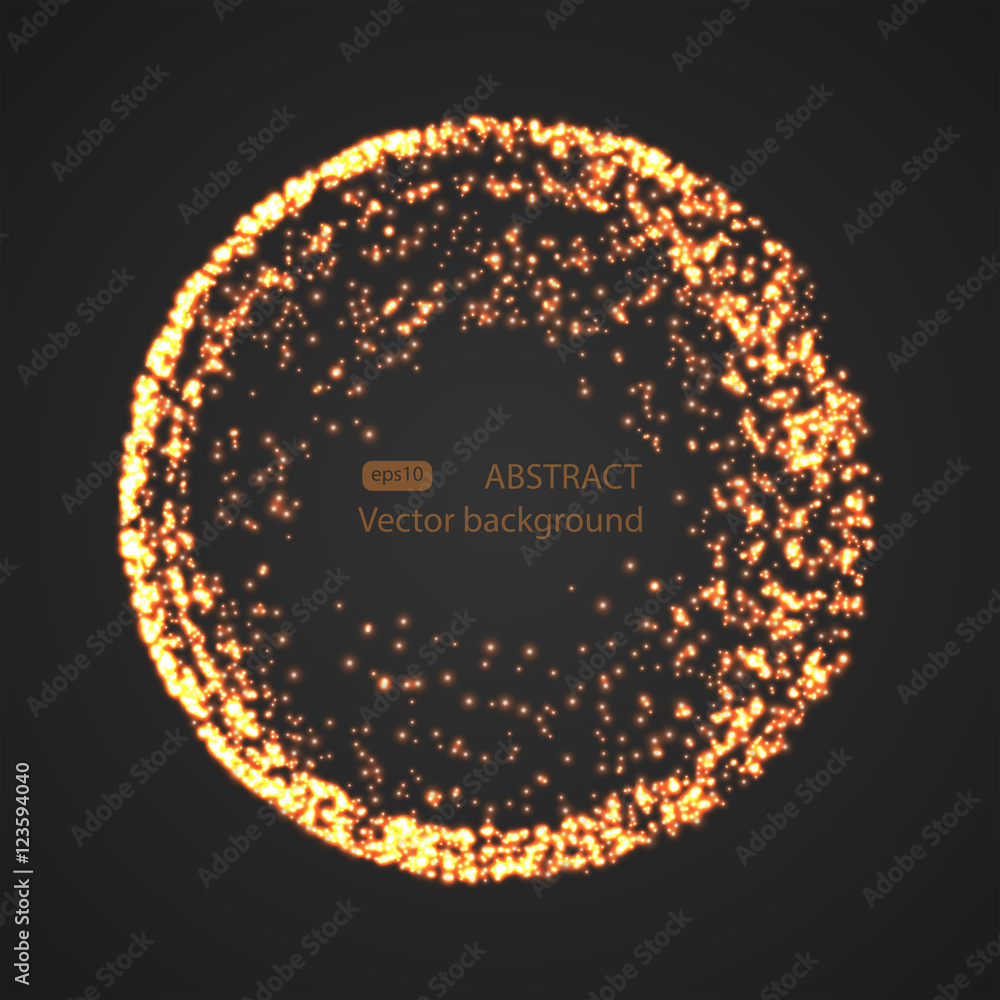 Fire round creative greeting card. Logo design posters in gold. Flat ...