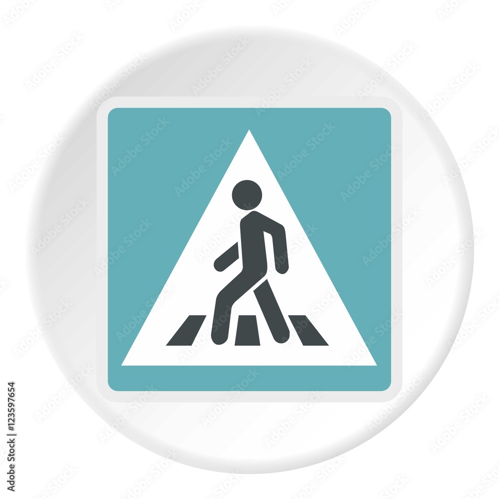 Sign pedestrian crossing icon. Flat illustration of sign pedestrian ...