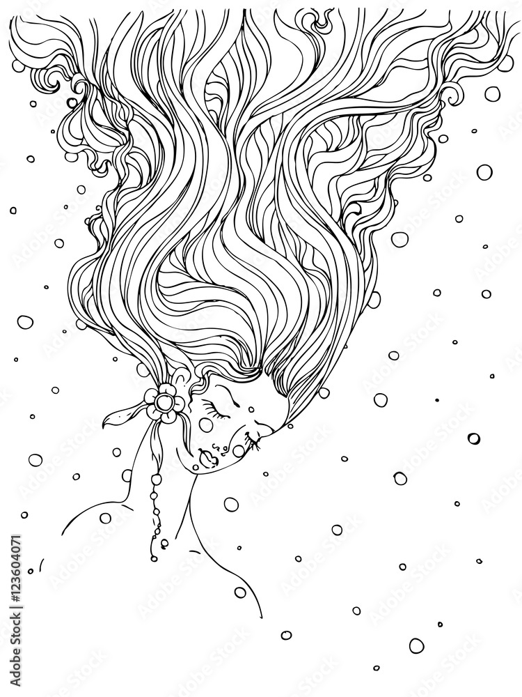 Flowing Hair Drawing