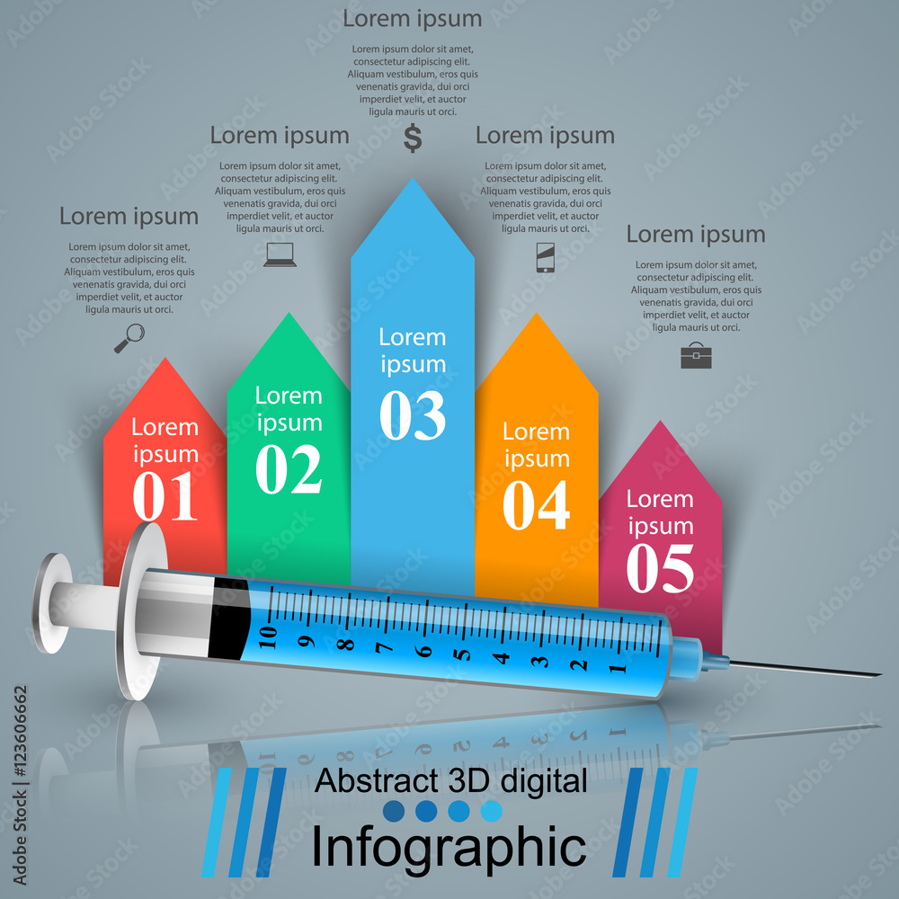 Health, syringe icon. 3D Medical infographic. Stock Vector | Adobe Stock