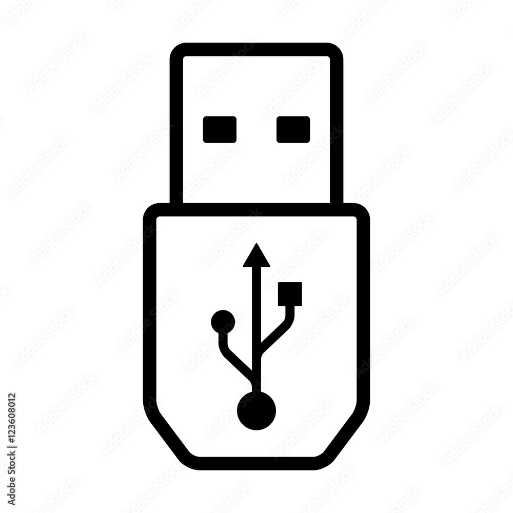 USB super speed connector cable line art icon for apps and websites ...