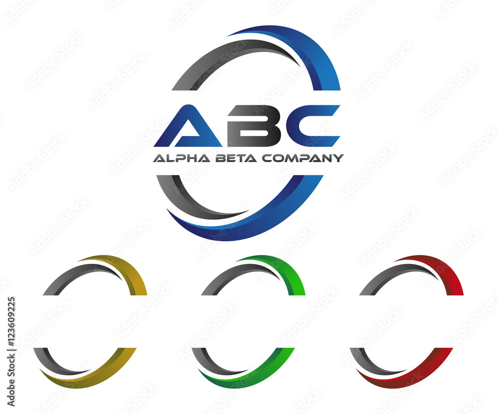 Circle Swoosh Company Logo Vector Blue Red Green Yellow Stock Vector ...
