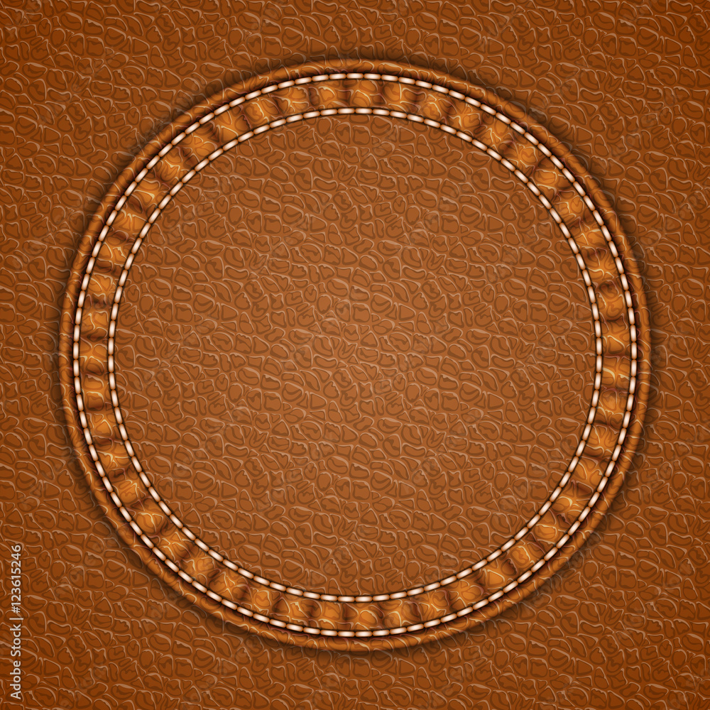Leather round patch Stock Vector | Adobe Stock