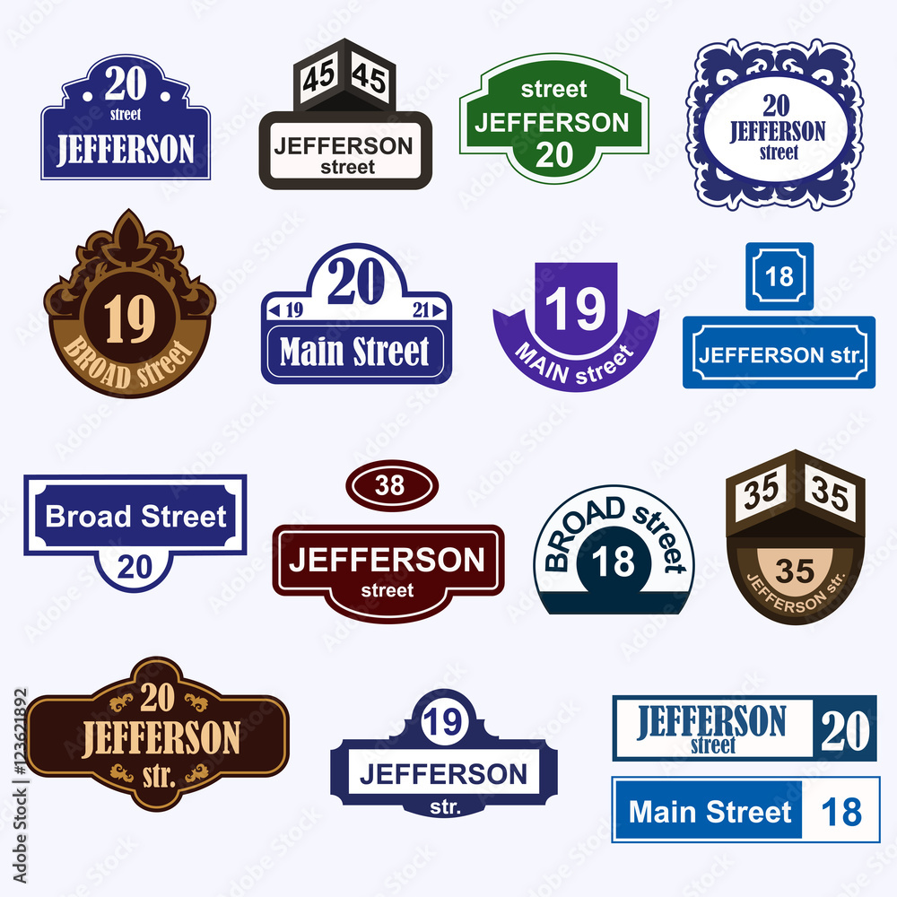 House numbers boards sign isolated Stock Vector | Adobe Stock