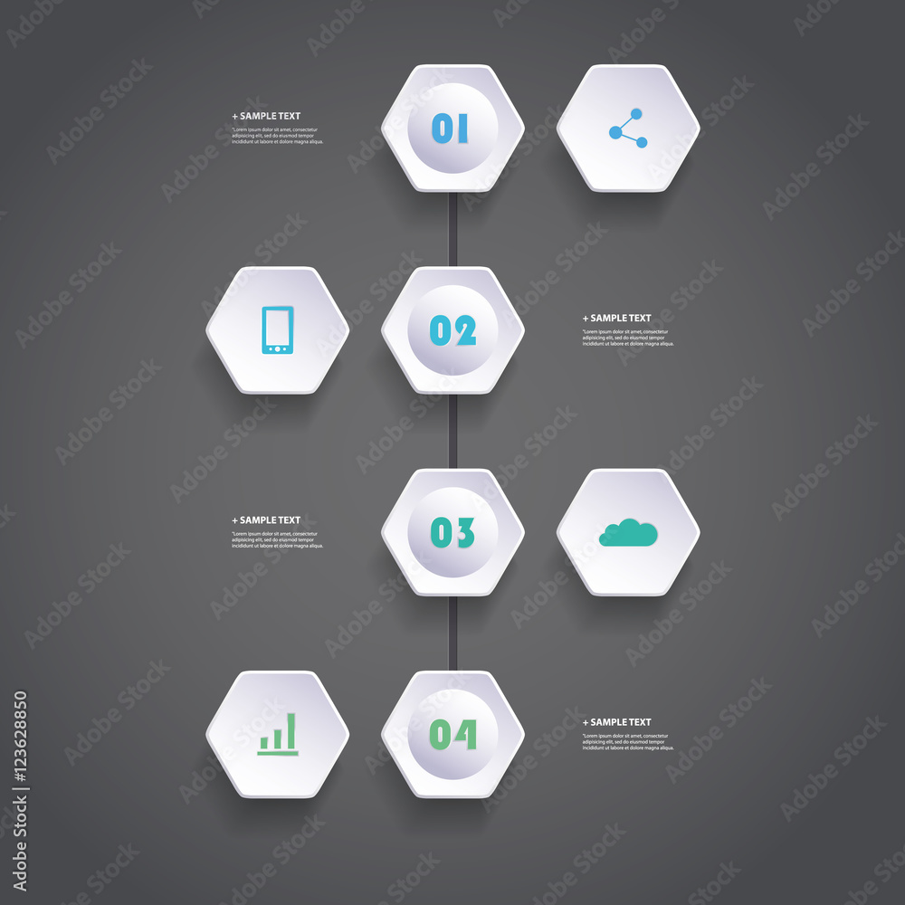 Infographic Concept with Hexagons - Flow Chart Design - Timeline Stock ...