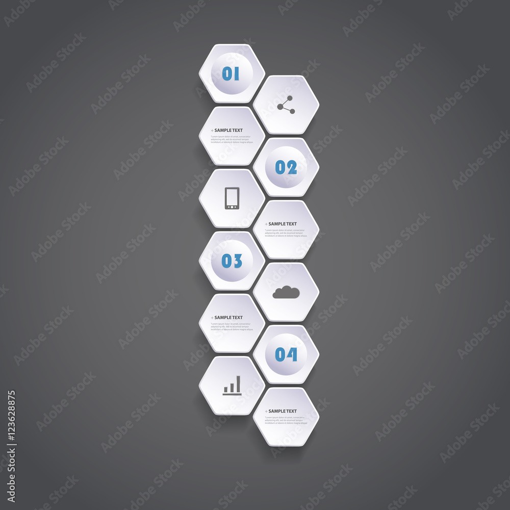 Infographic Concept with Hexagons - Flow Chart Design - Timeline Stock ...