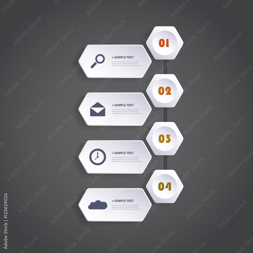 Infographic Concept with Hexagons - Flow Chart Design - Timeline Stock ...