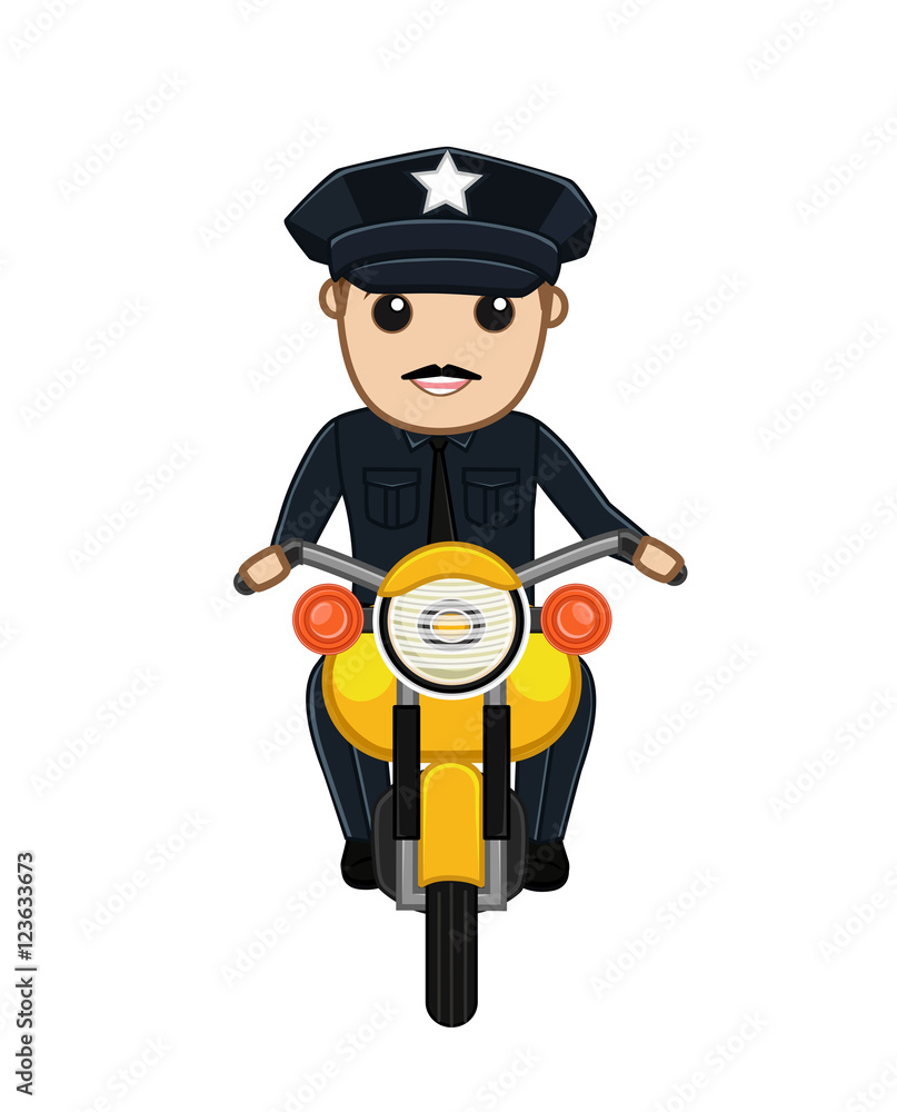 Traffic Police on Bike Vector Illustration Stock Vector | Adobe Stock