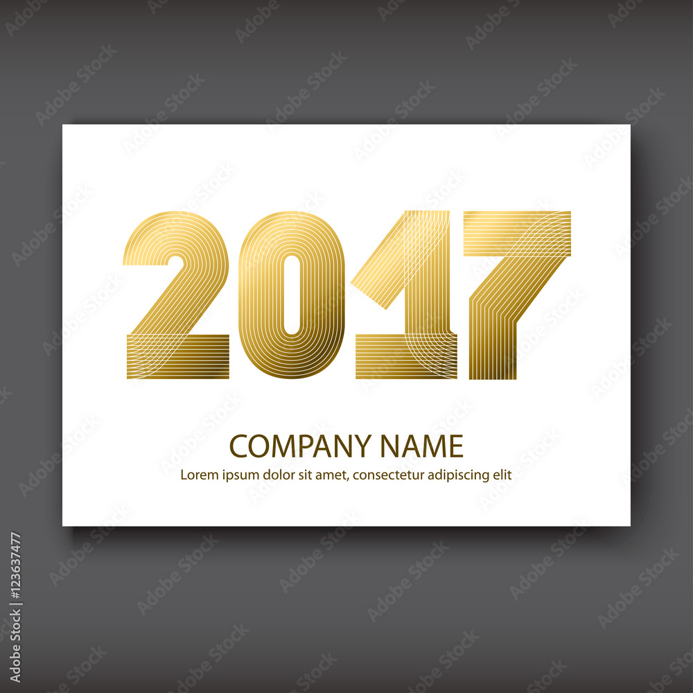 Cover Annual Report numbers 2017, modern design gold on white ...