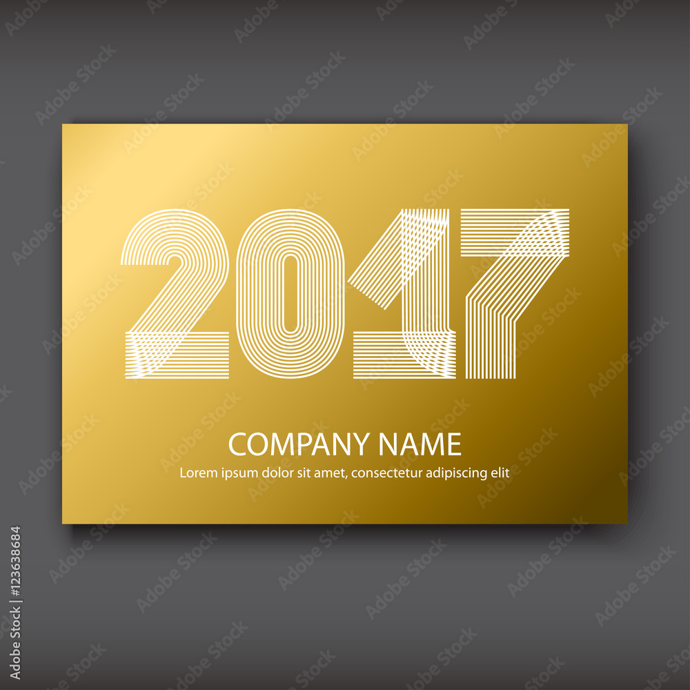 Cover Annual Report numbers 2017, modern design white on gold ...