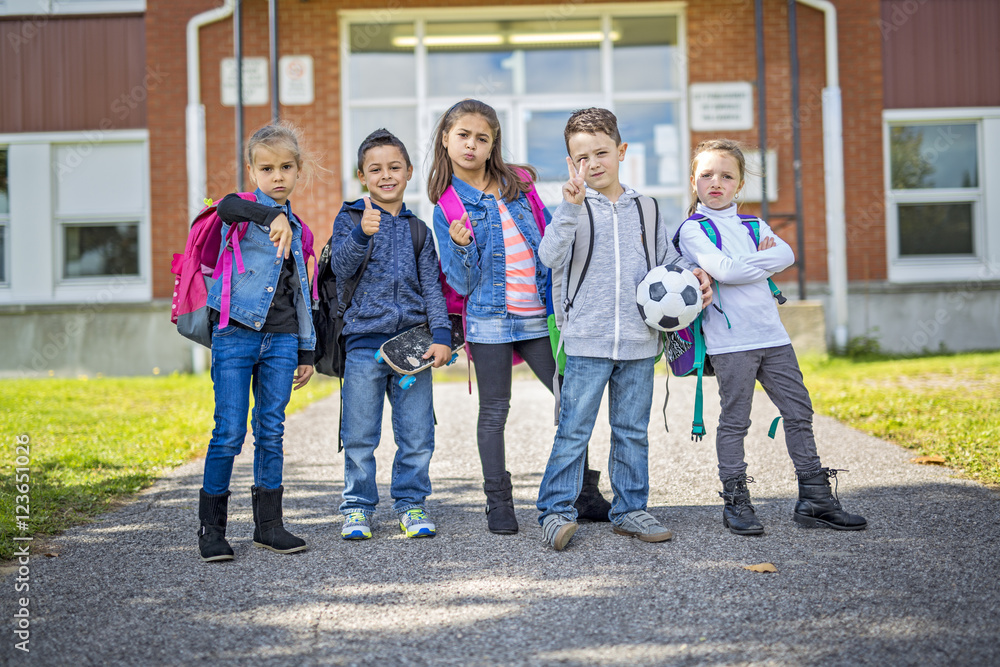 students outside school standing together Stock Photo | Adobe Stock