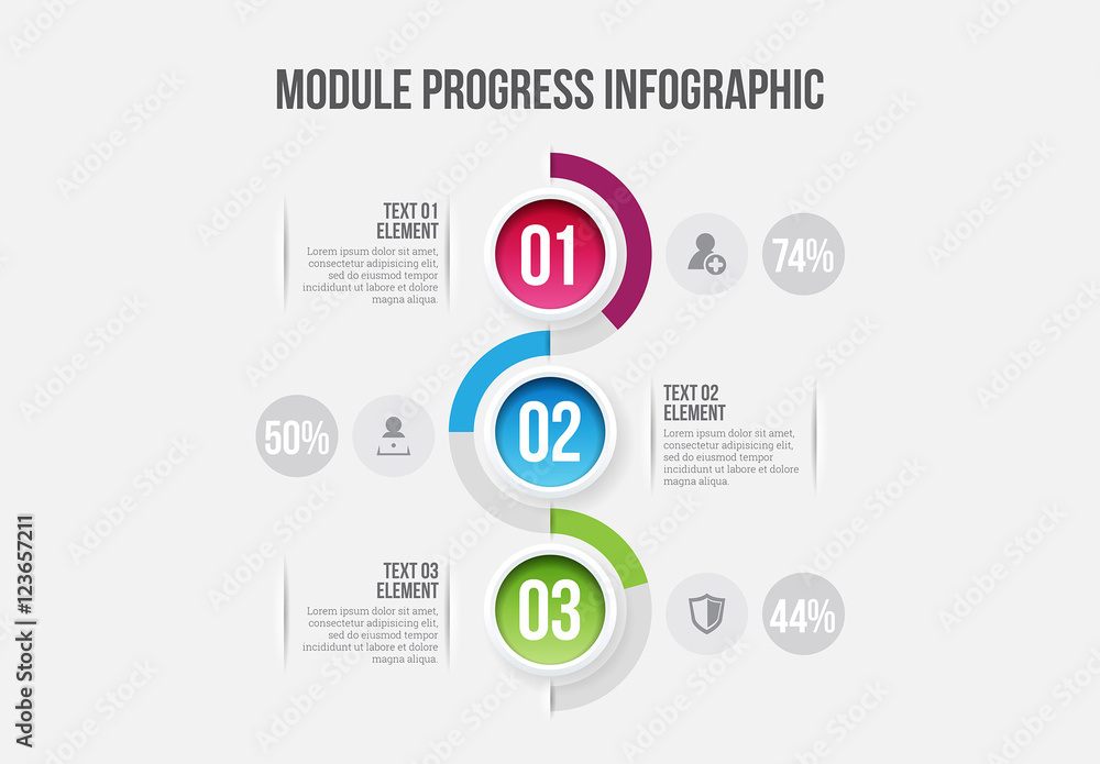 Module Progress Infographic Stock Template | Adobe Stock