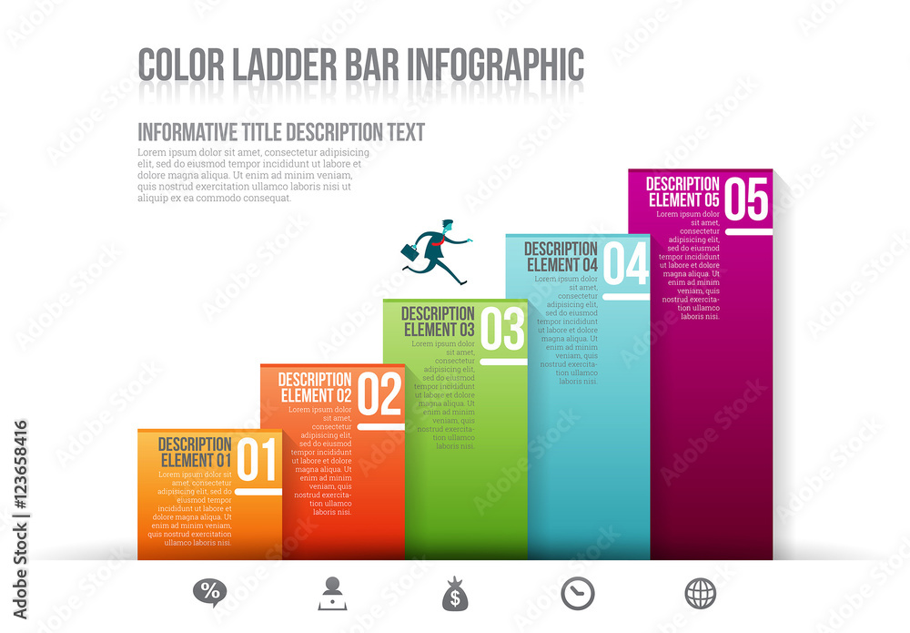 Gradient Stair-Step Bar Graph Infographic Stock Template | Adobe Stock