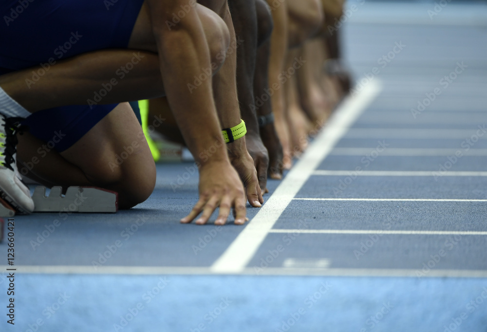 Athletes at the starting line Stock Photo | Adobe Stock
