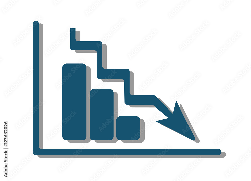 Blue arrow. Graph falling point arrow for business artwork for design ...