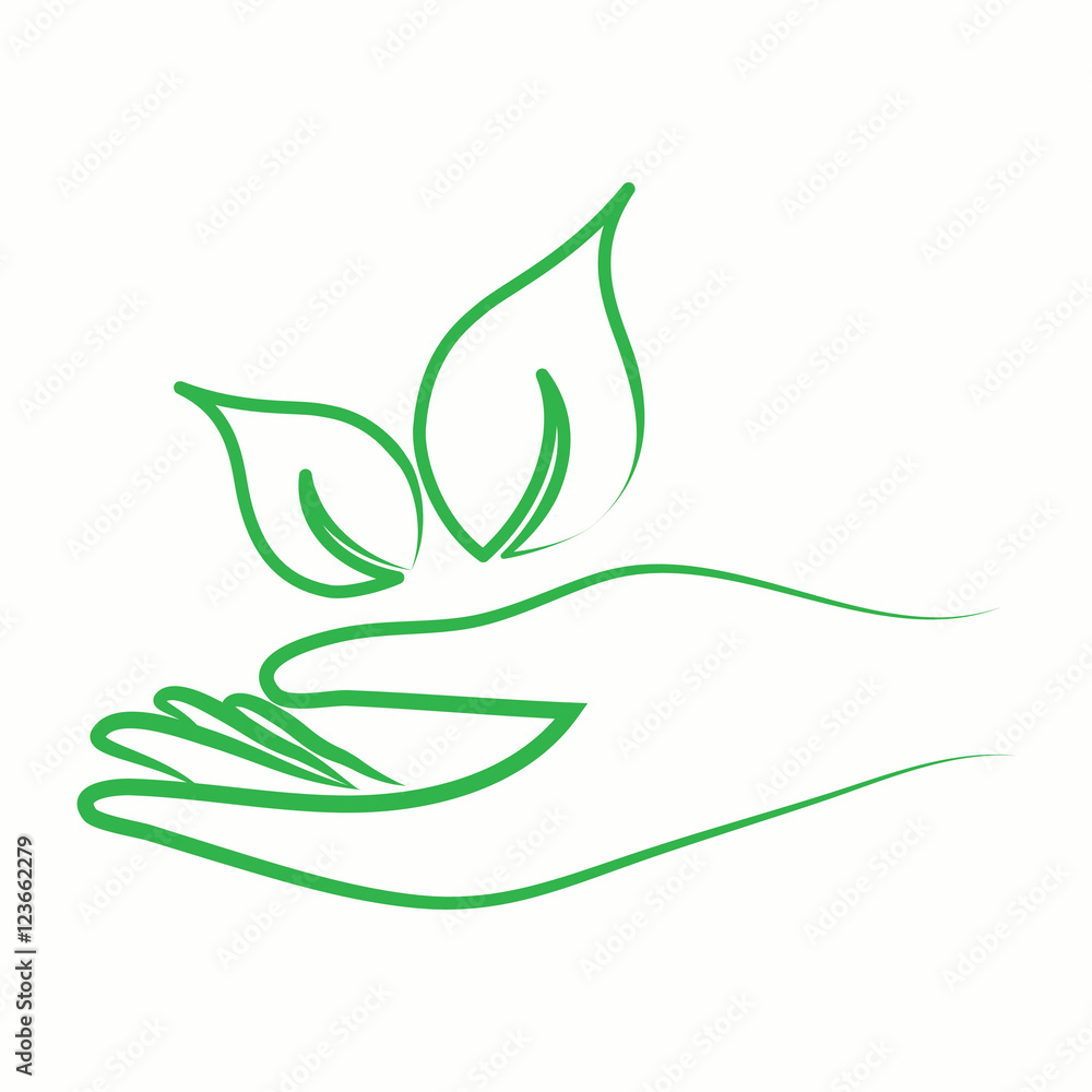 hand body skin nail care woman spa massage beauty salon vector green ...