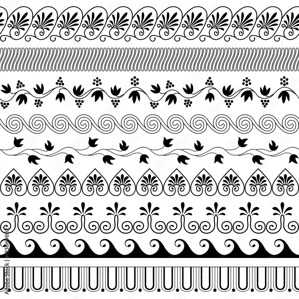 Set of brushes to create the Greek Meander patterns. Stock Vector ...