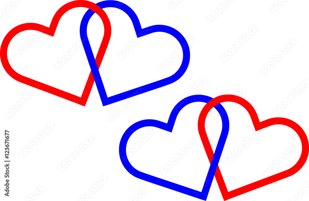 two hearts,two linked hearts Stock Vector | Adobe Stock