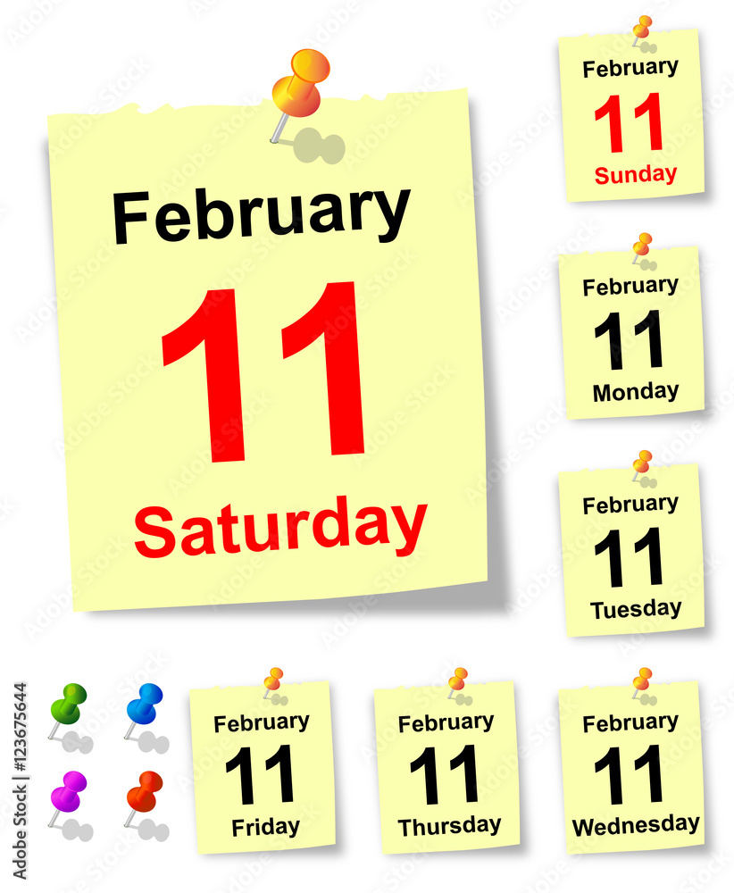 11 February, sheet of calendar. vector Stock-Vektorgrafik | Adobe Stock