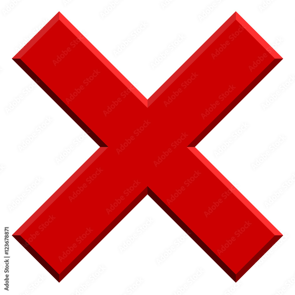 X letter, X shape with bevel effect. Prohibition, restriction, d Stock ...