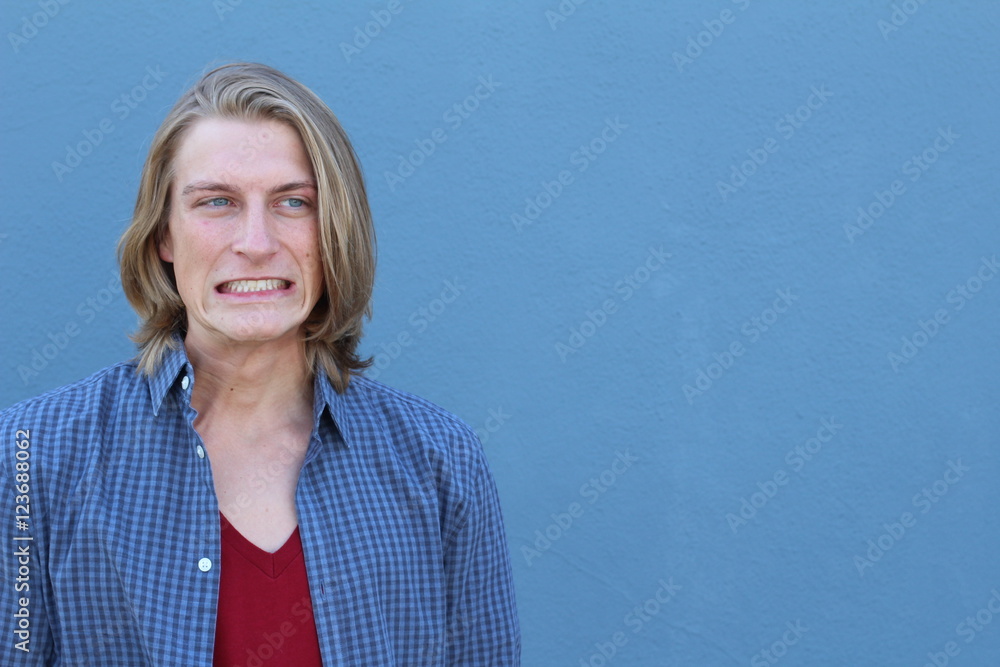 Regrets wrong doing. Closeup portrait silly young man, having a duh ...