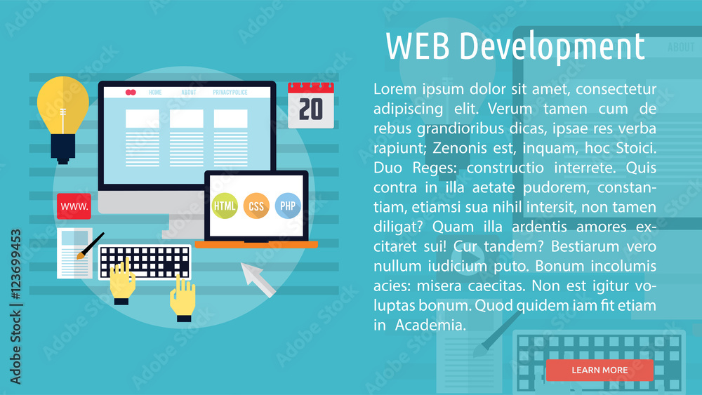 Web Development Conceptual Banner Stock Vector | Adobe Stock