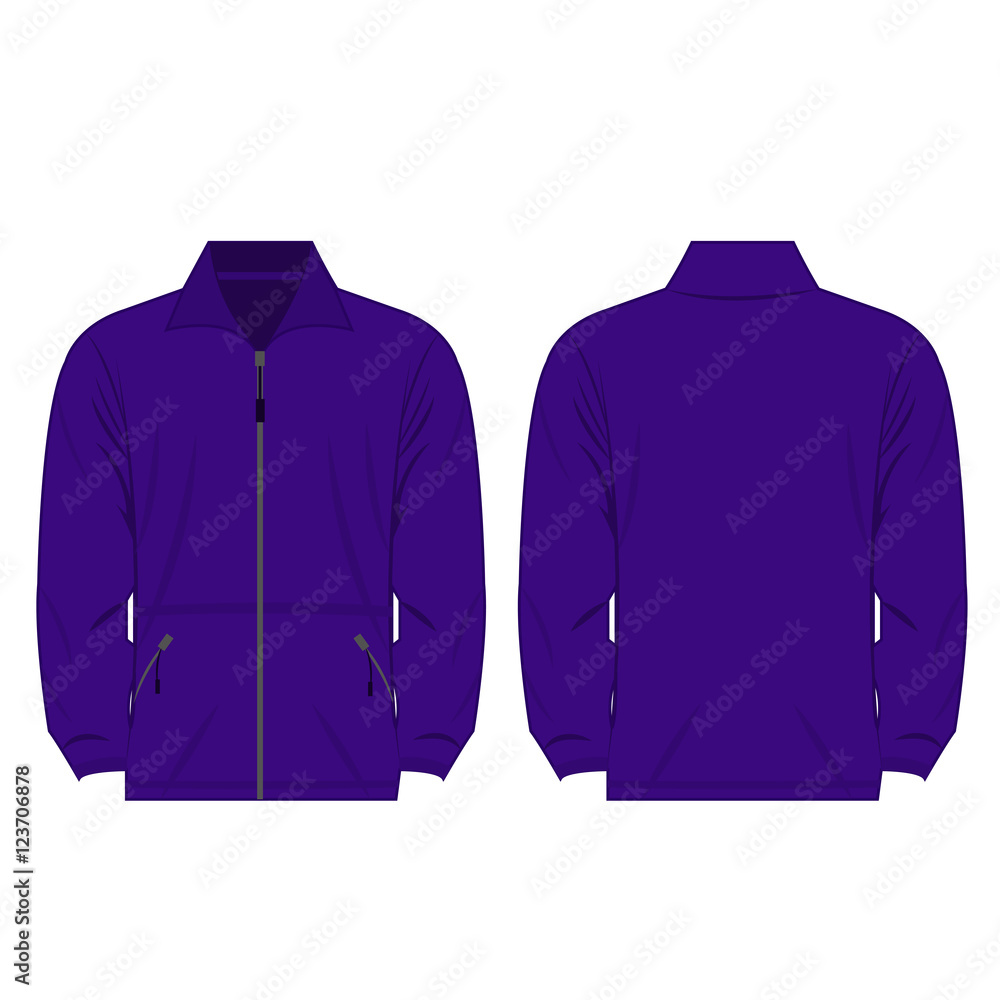 violet color fleece outdoor jacket isolated vector on the white ...