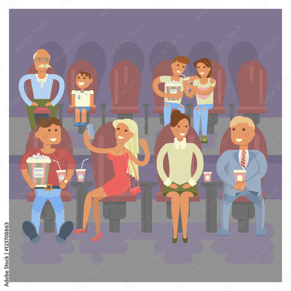 Happy people concept. Movie, popcorn, Family, lovers, child with ...