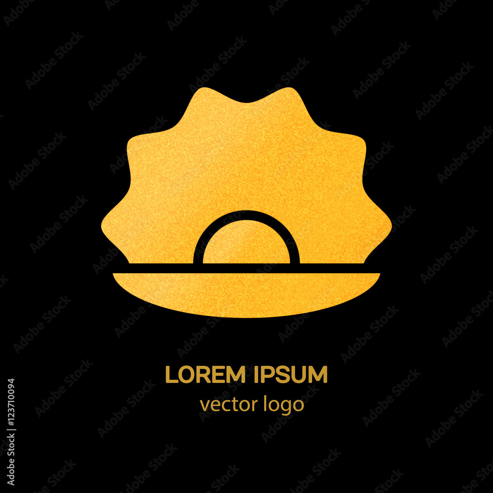 Line style logotype with shell and pearl. Isolated on white background ...