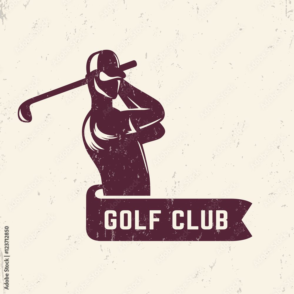 golf club logo, emblem template with golf player, vector illustration ...