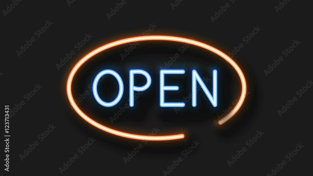 footage modern neon sign on dark background. Open frame banner. 4K ...