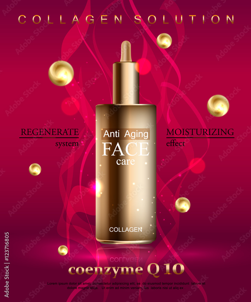Coenzyme Q10. Anti age cream for face skin care with collagen serum ...