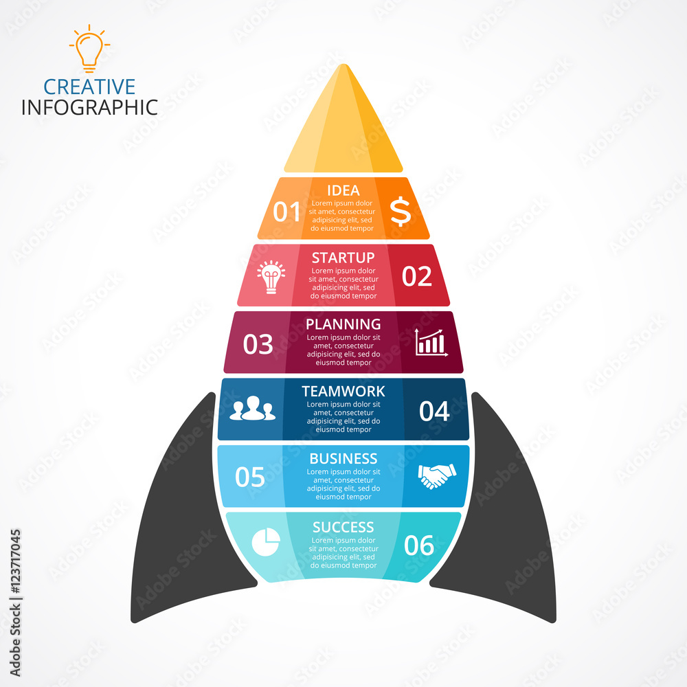 Vector rocket infographic, diagram chart, graph presentation. Business ...