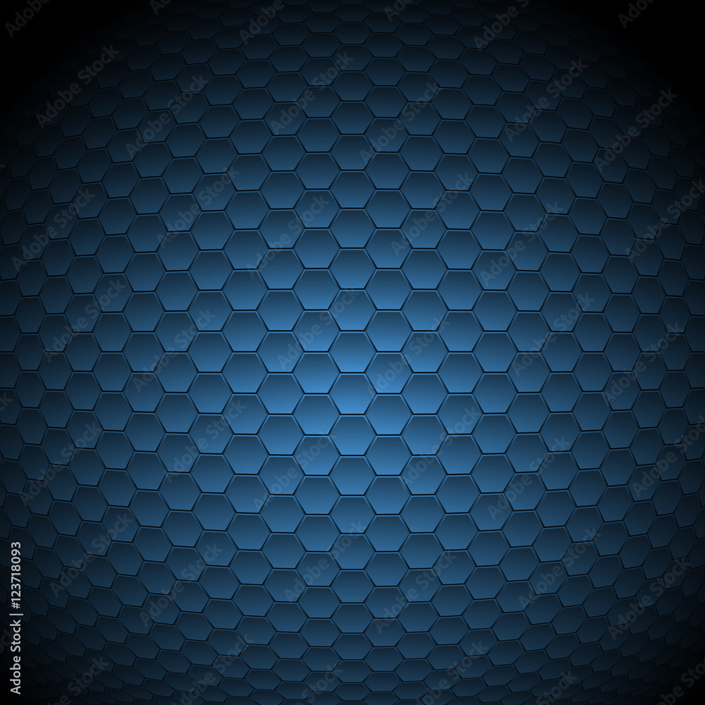 Vector dark blue abstract background. Hexagon pattern, Realistic ...
