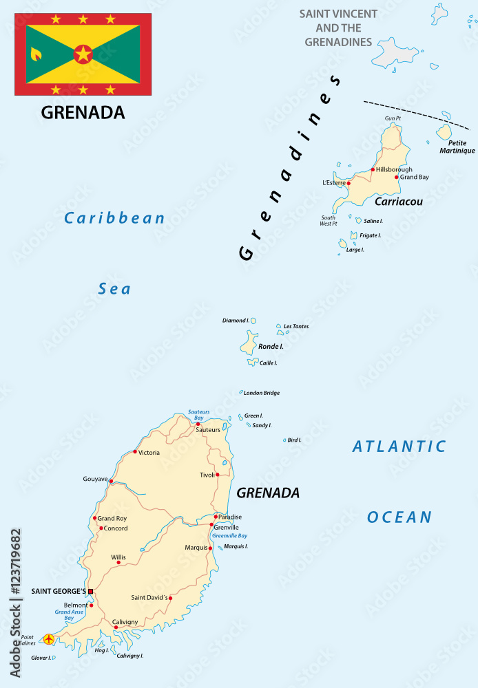 grenada map detailed