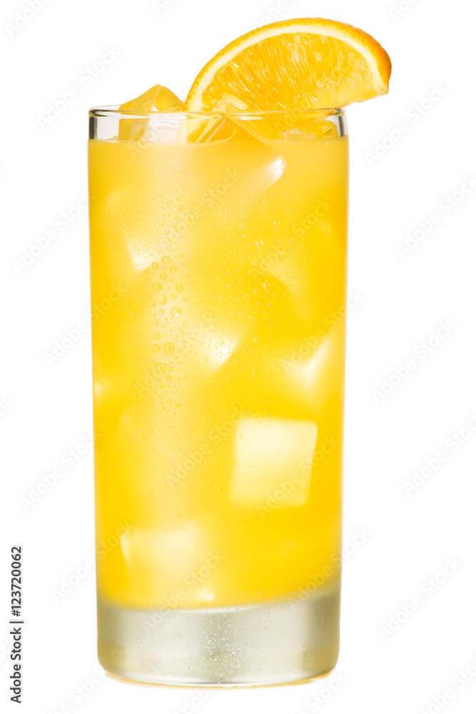 Tall highball orange juice screwdriver cocktail with orange garnish ...