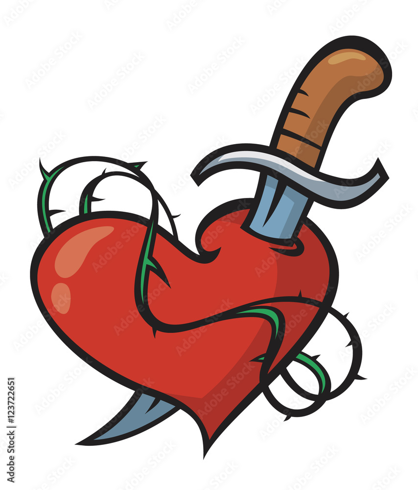 tattoo heart and knife Stock Vector | Adobe Stock