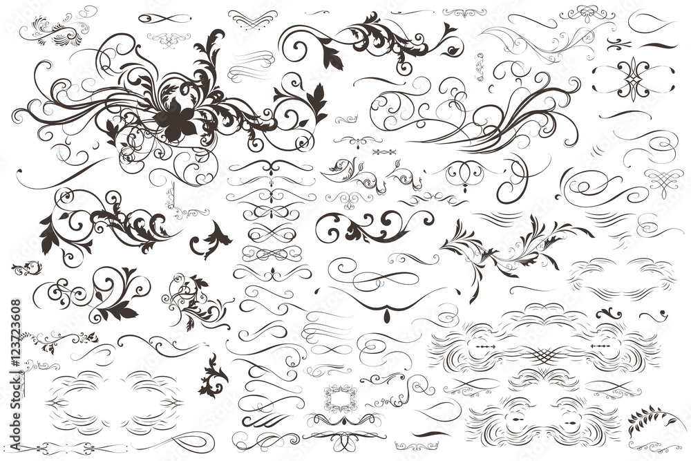Collection of vector flourishes and ornaments in vintage style Stock ...