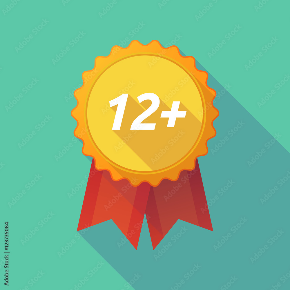 Long shadow badge with the text 12+ Stock Vector | Adobe Stock