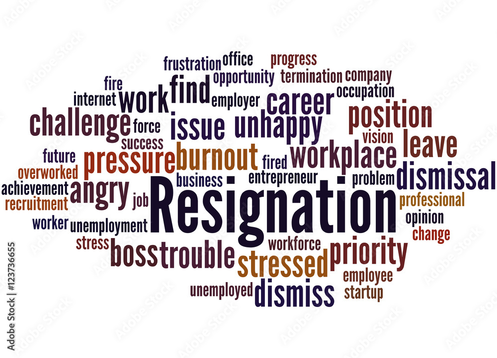 Resignation, word cloud concept 7 Stock-Illustration | Adobe Stock