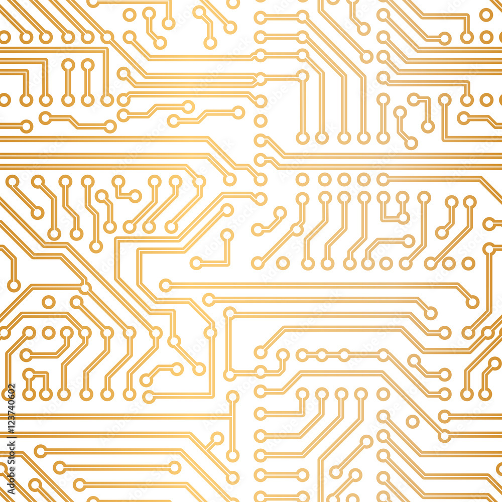 Vector golden technology pattern Stock Vector | Adobe Stock