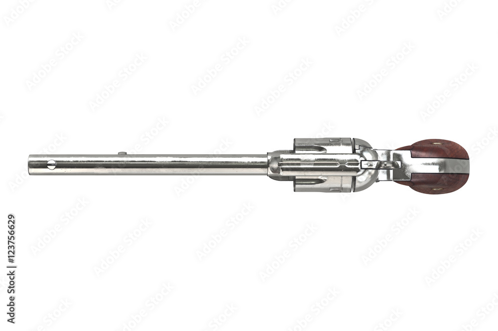 Gun cowboy retro pistol, top view. 3D graphic Stock Illustration ...