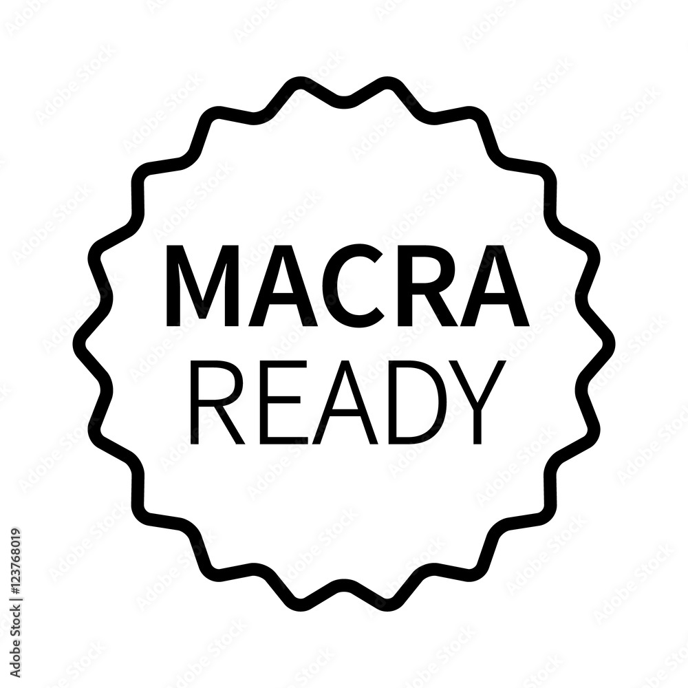 MACRA ready label, badge, burst, seal or stamp line art icon Stock ...
