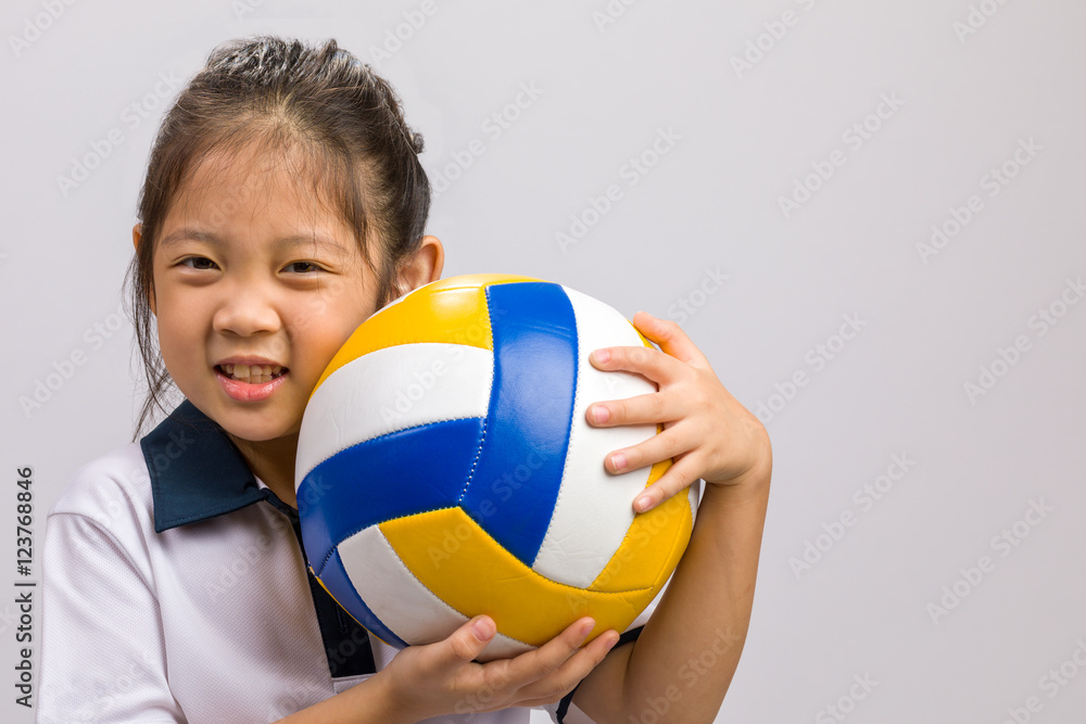 Child Holding Ball, Isolated on White Stock Photo | Adobe Stock