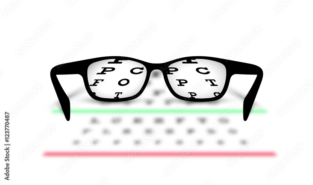 Optometry medical background glasses with blurred background Stock ...