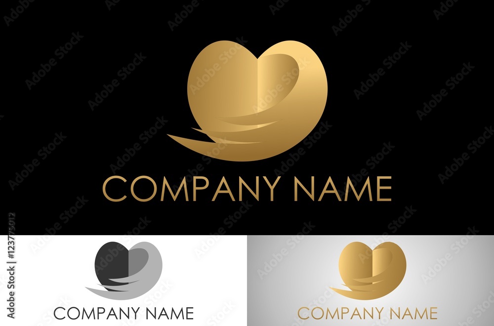 hand love gold logo vector Stock Vector | Adobe Stock