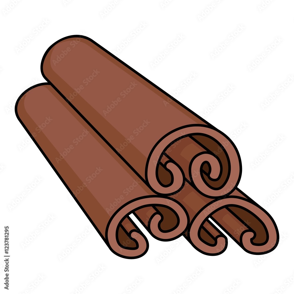 Cinnamon icon in cartoon style isolated on white background. Herb an ...