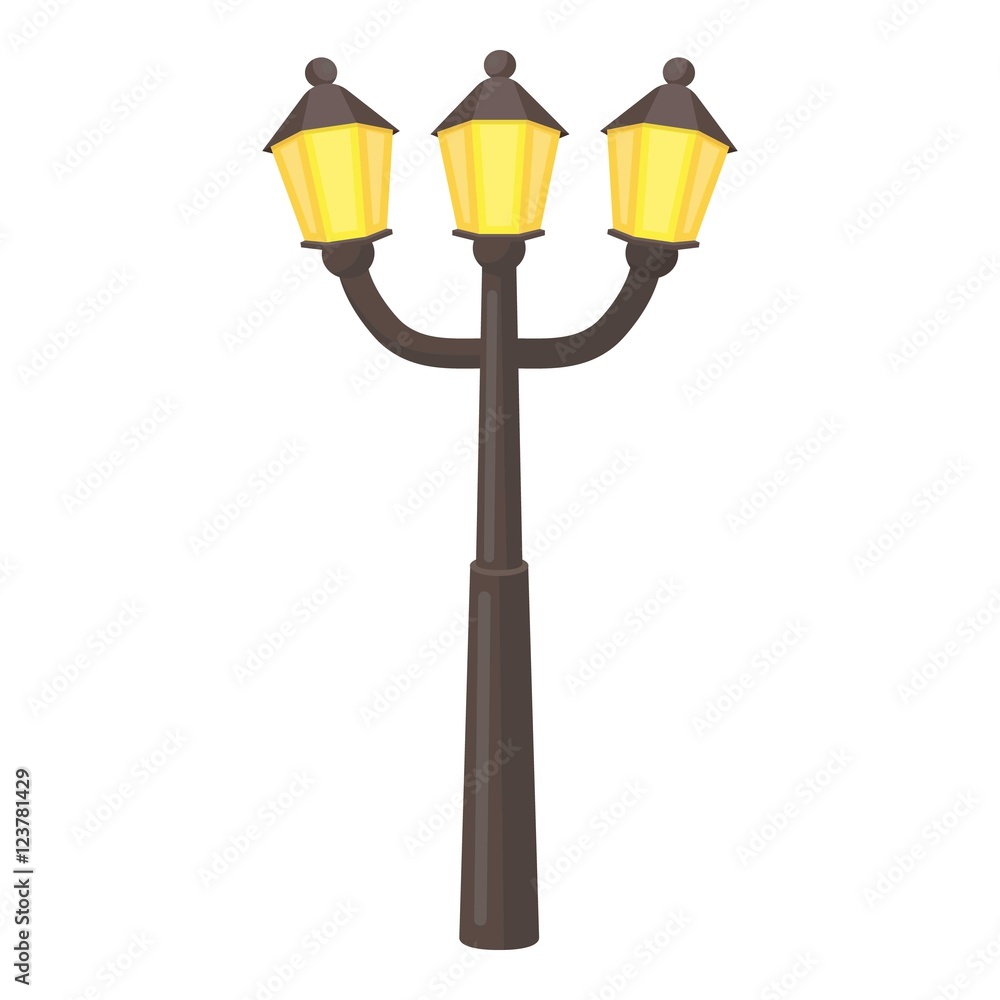 Street light icon in cartoon style isolated on white background. Light ...