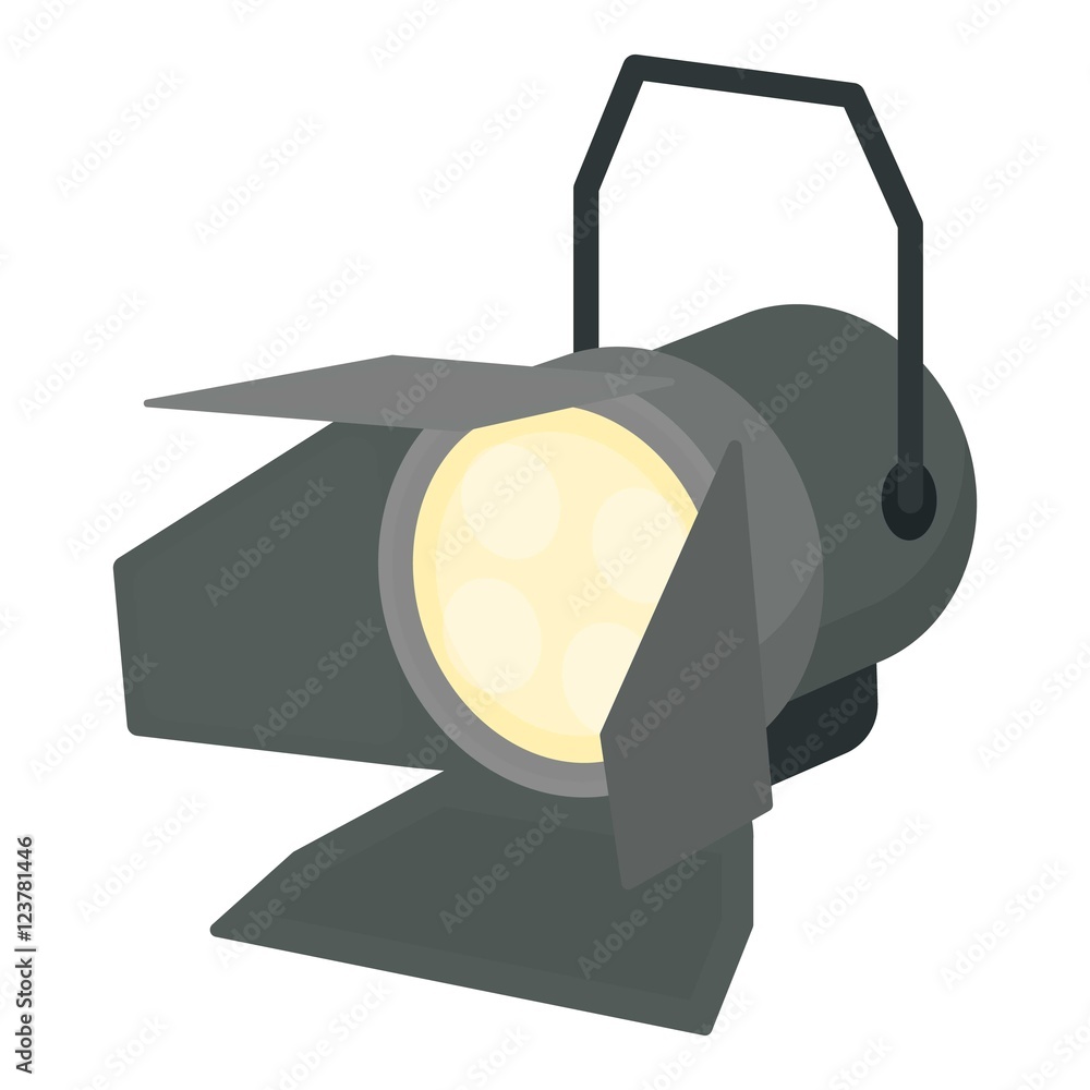 Spotlight icon in cartoon style isolated on white background. Light ...